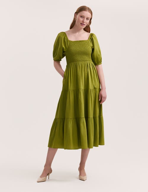 FINERY LONDON melody cotton midi tiered dress